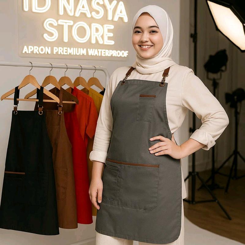 ID Nasya Store CELEMEK PREMIUM APRON Barista Waterproof Bahan Taslan ...