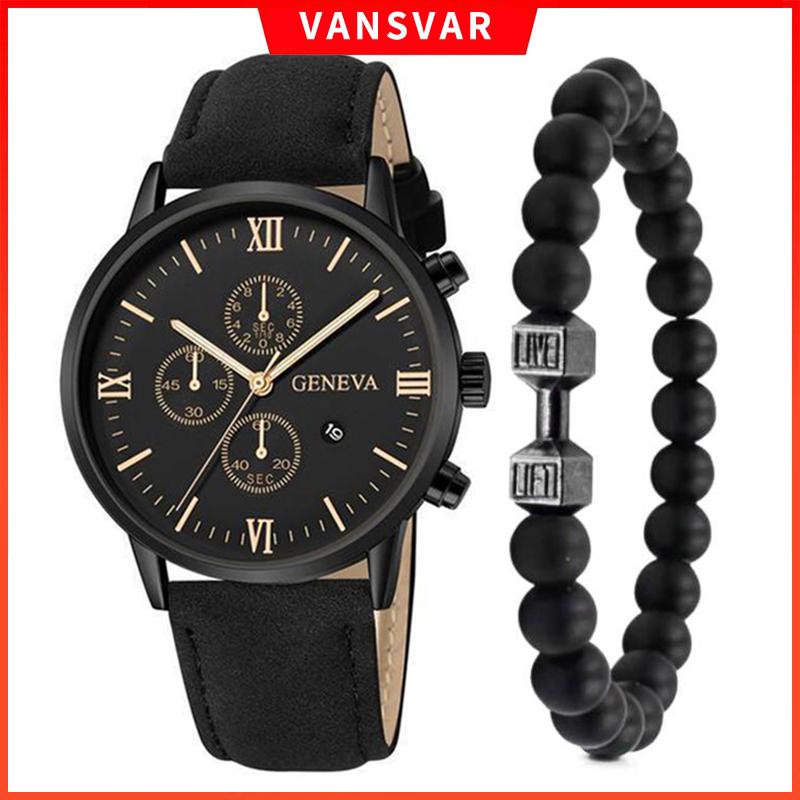 Jam Tangan Lelaki, Geneva, Gaya Kasual, Jalur Kulit, Pergerakan ...