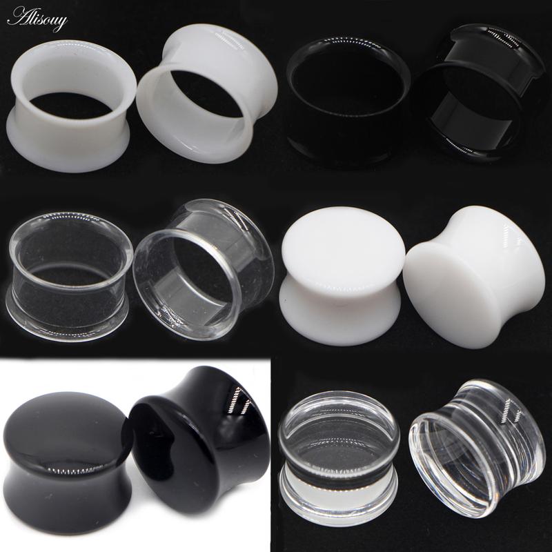 2pcs White Black Transparent Acrylic Ear Tunnel Plug Ear Gauges ...