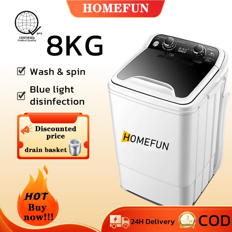 HOMEFUN Washing Machine-8KG Fully Automatic Blue Light Disinfection ...