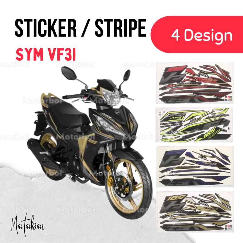SYM VF3I Body Cover Set Coverset Stripe Strike Sticker SYMVF3I Series 4 ...