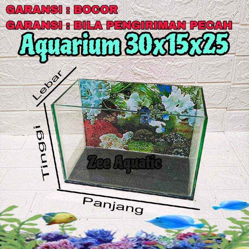 Aquarium ukuran 30x15x20 akuarium kaca tebal 5 ml kaca baru soliter ...