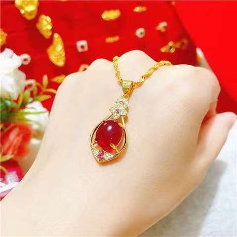 Liontin ruby bertatahkan emas pasir Vietnam untuk wanita（Hanya - Shop ...