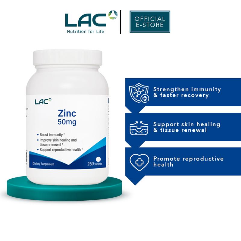LAC Zinc 50mg (250 Tablets) - immunity booster support skin health ...