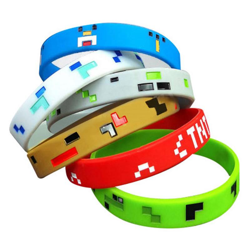 Minecraft Rubber Bracelets Silicone Wristband Kid's Party Favors ...