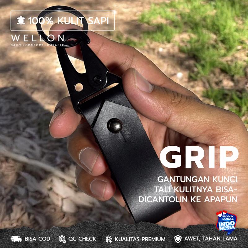 Grip Gantungan Kunci Snaphook Kulit Asli - Wellon Keychain Premium ...