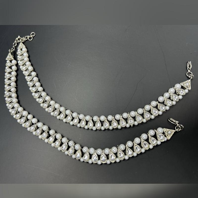 VM LK001 Silver Kolusu with White Raindrop Kundan Stone - TikTok Shop ...