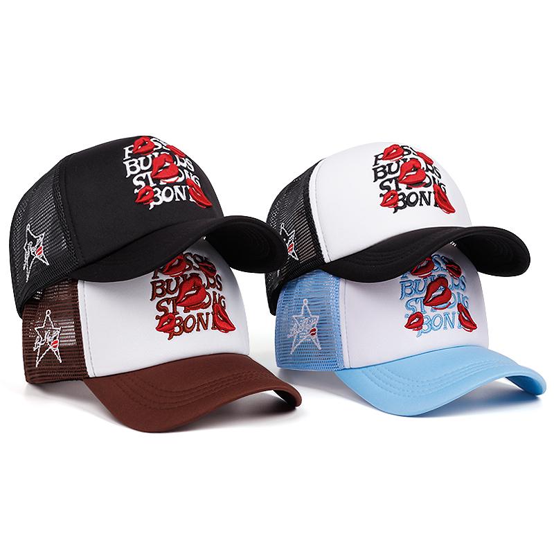 Lip print embroidery baseball cap for men Hip hop trucker ca - TikTok ...