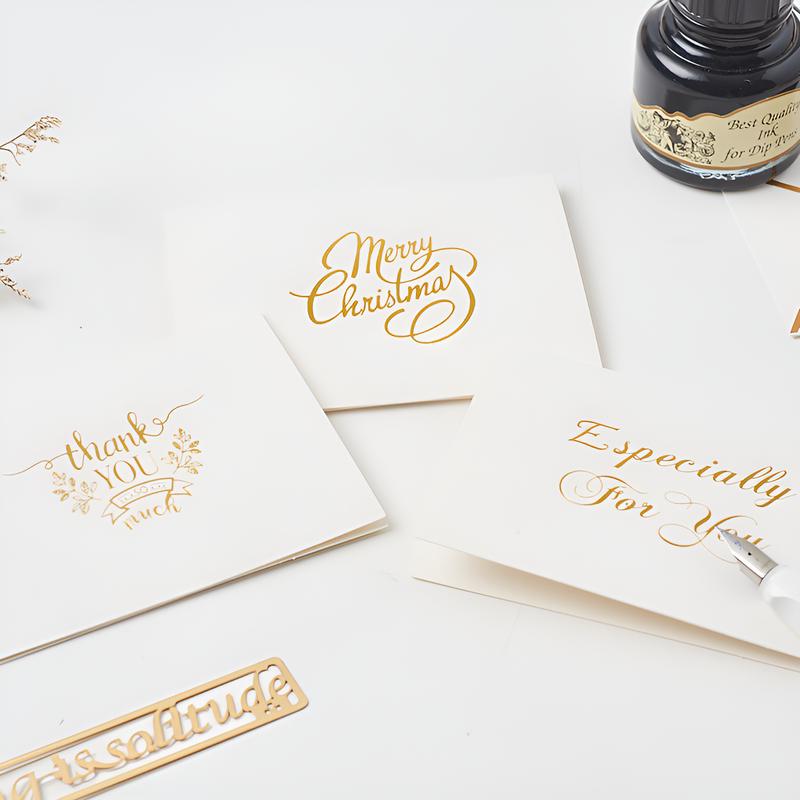 Simple Gold Foil Thank You Card Business Holiday Gift Card (with ...