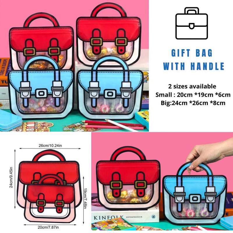 【SG Seller]10 pcs Creative School Bags ziploc Cookie Candy Plastic ...