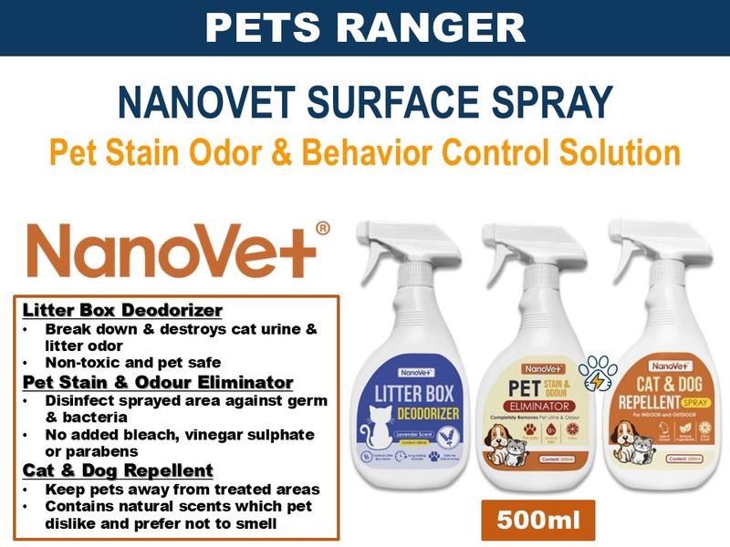 Nanovet Litter Box Deodorizer Spray 500ml / Cat & Dog Repellent Spray ...