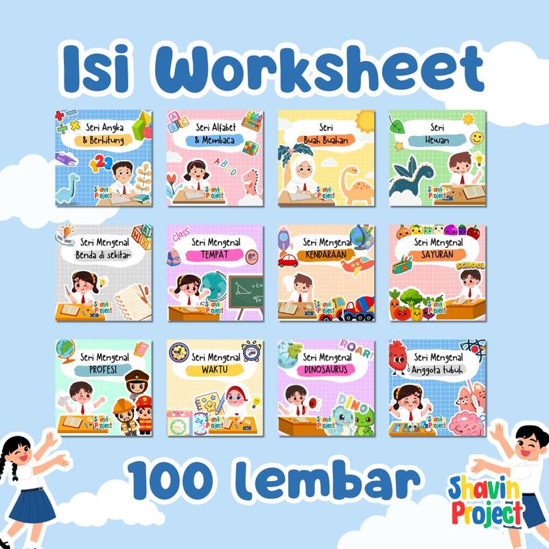 100 Halaman Printable Worksheet anak TK Paud Buku edukasi anak - Shop ...