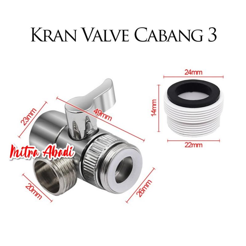 Stop Keran / Ball Valve 1/2" Cabang 3 Divider 3 Ways - Shop | Tokopedia