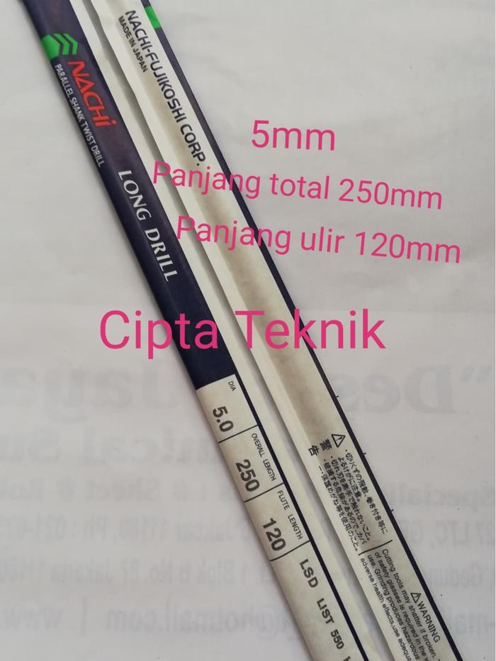 Jual Mata Bor Nachi 5mm x 250mm panjang Long Drill Nachi 5.0mm x 250mm ...