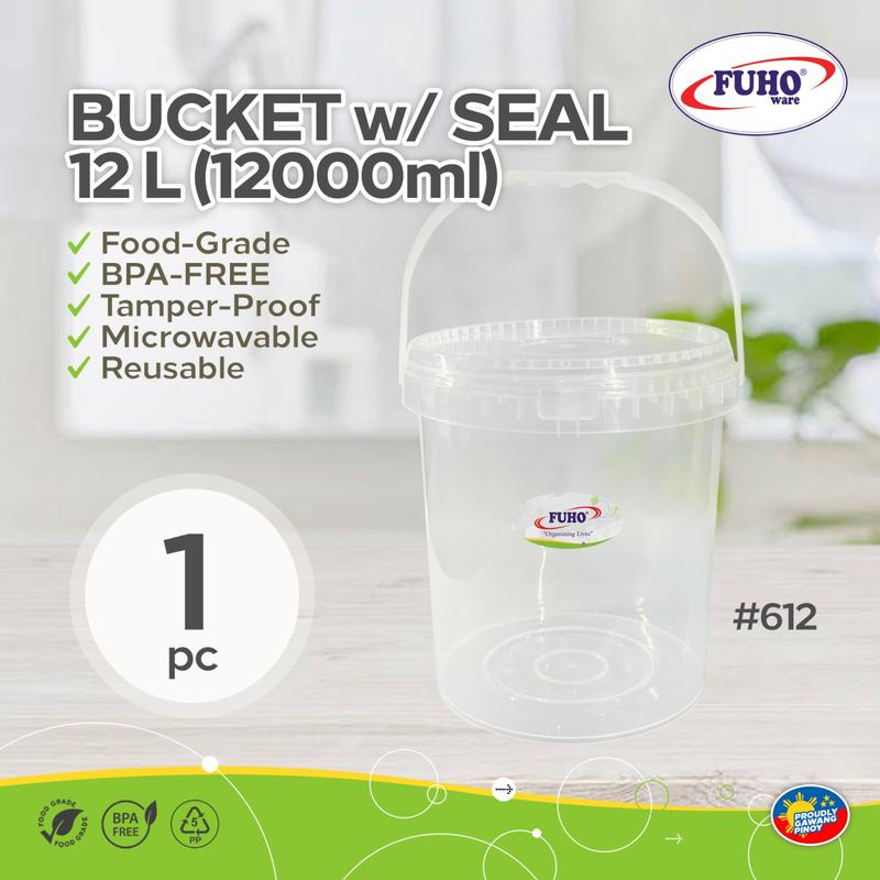 1 pc FUHO 12L Bucket with Seal for food keeper, storage, packaging ...