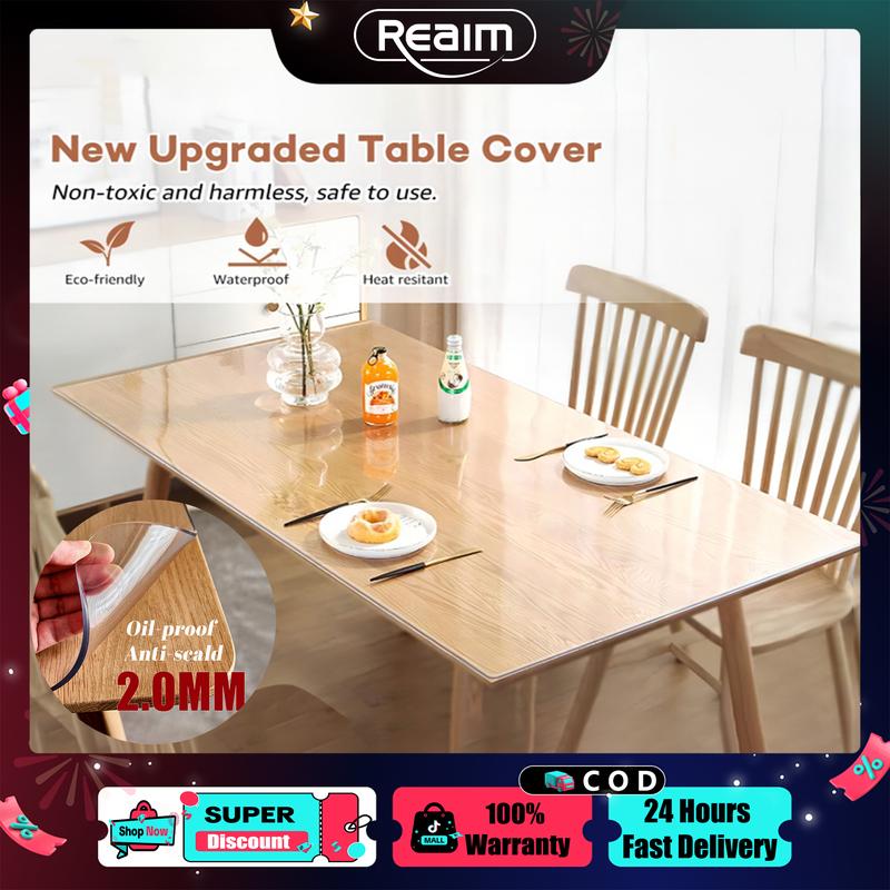 2mm Thick Transparent PVC table Cover Tablecloth Waterproof Oilproof ...