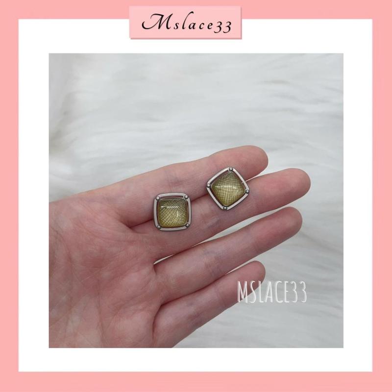 5pcs Butang Kuning Segi Empat / Yellow Button with Square Pattern ...