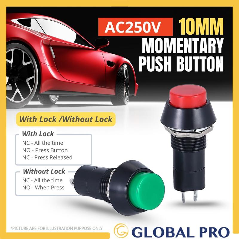 1PC 10mm Butang Hon Motor Momentary Push Button ON OFF Push Button ...