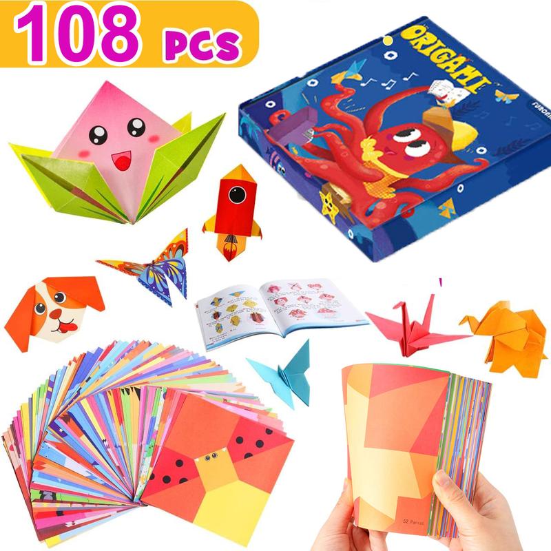 Craft Origami Paper For Kids - 108 Sheets Vivid Colorful Folding ...