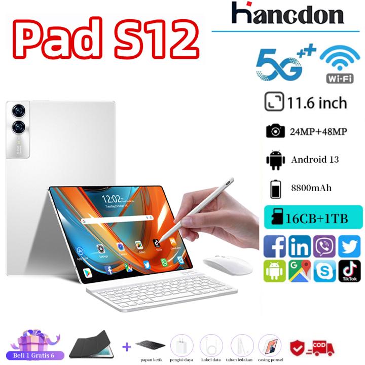 【Free Wireless mouse keyboard set】 Tablet Murah Tab S12 16GB+1.0TB 11 ...