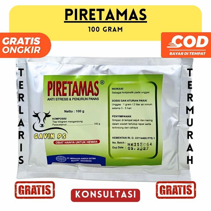Jual PIRETAMAS 100 GRAM – Mensana - Paracetamol Unggas Ayam Vitamin C ...