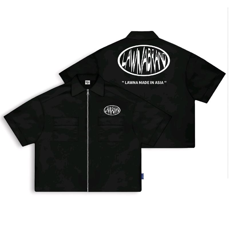Lawna - Workshirt Boxy Zipper Asia Black - Shop | Tokopedia