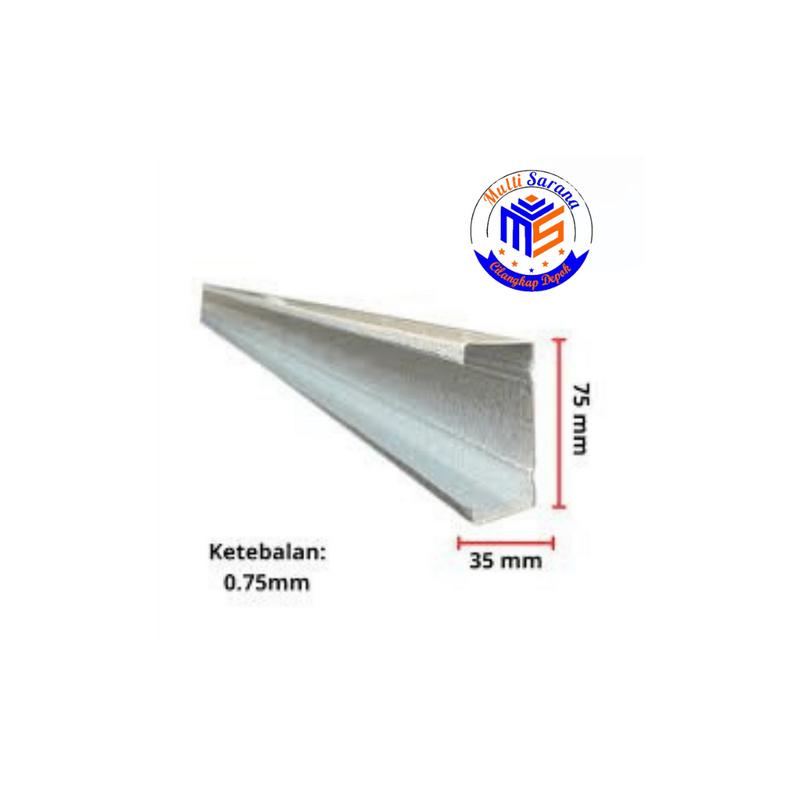 Baja Ringan Tebal 0.75mm CNP Baja Ringan Kanal C C75 R28 35mm x 75mm ...