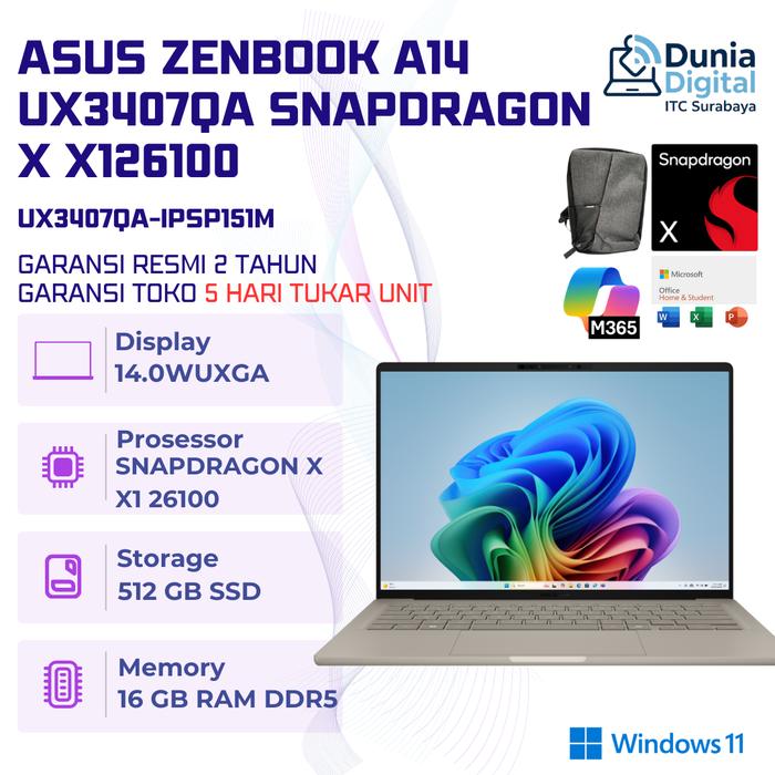 Promo ASUS VIVOBOOK 14 A1407QA SNAPDRAGON X X1 26100 16GB 512GB W11+OHS ...
