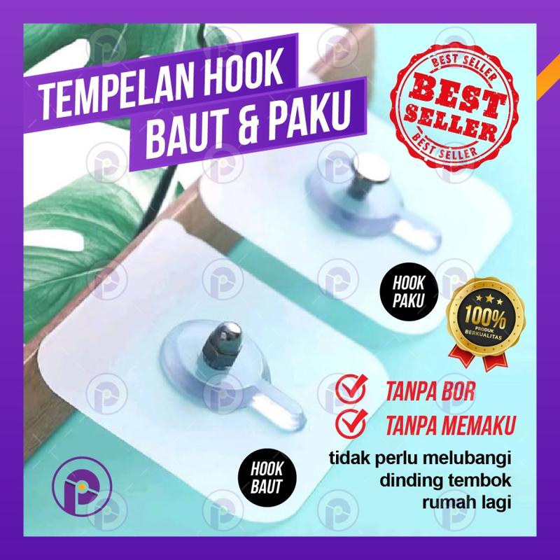 TEMPELAN HOOK BAUT PAKU / TEMPELAN DINDING AJAIB BAUT GANTUNGAN - Shop | Tokopedia