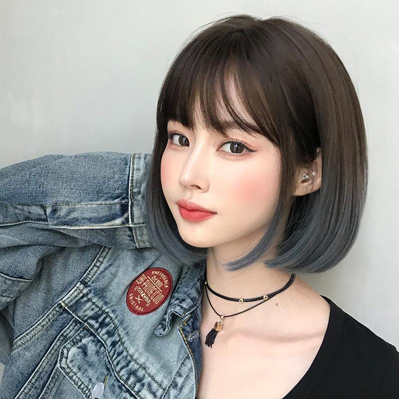 Fashion Wig Female Short Hair Wave Student Head round Face Full ...