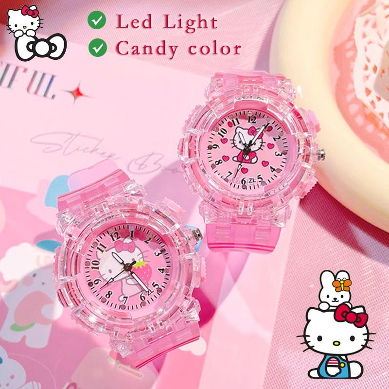 Cute cartoon Hello Kitty Watch LED Light Kids Watch Girls Student ...
