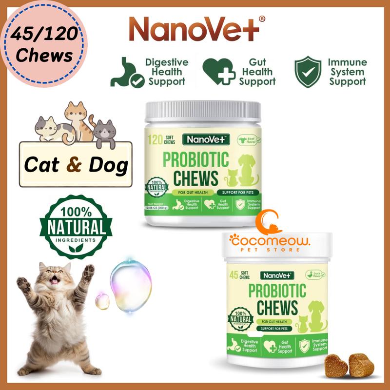 Nanovet Pet Probiotic Chews For Cat and Dog ( 45/120 chew ) Health ...