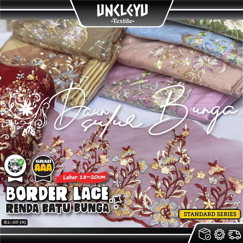Renda Border Lace Batu Kilat/Batu Renda Daun Sulur Bunga/Lebar - TikTok ...