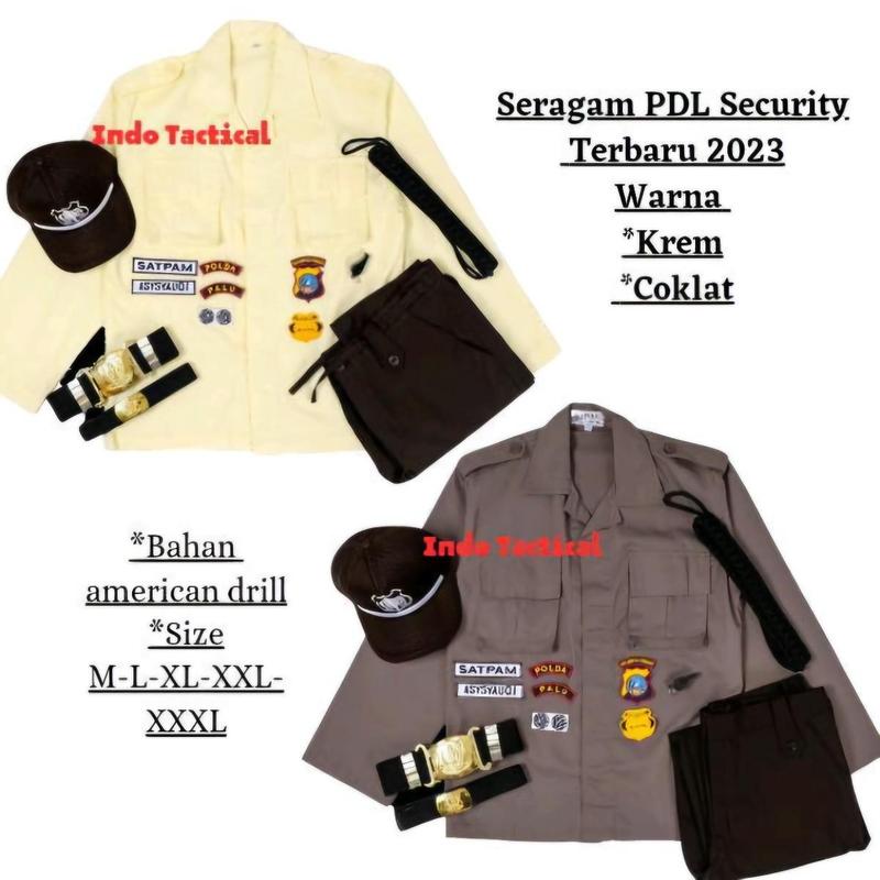 BAJU SERAGAM SETELAN PDL SATPAM SECURITY CREAM COKLAT TERBARU 2025 ...