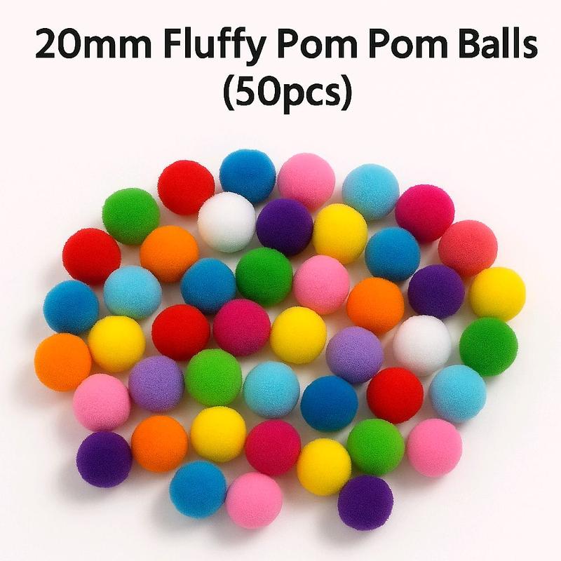 50pcs Fluffy Pom Pom Balls – 20mm DIY Craft Supplies for Kids, - TikTok ...