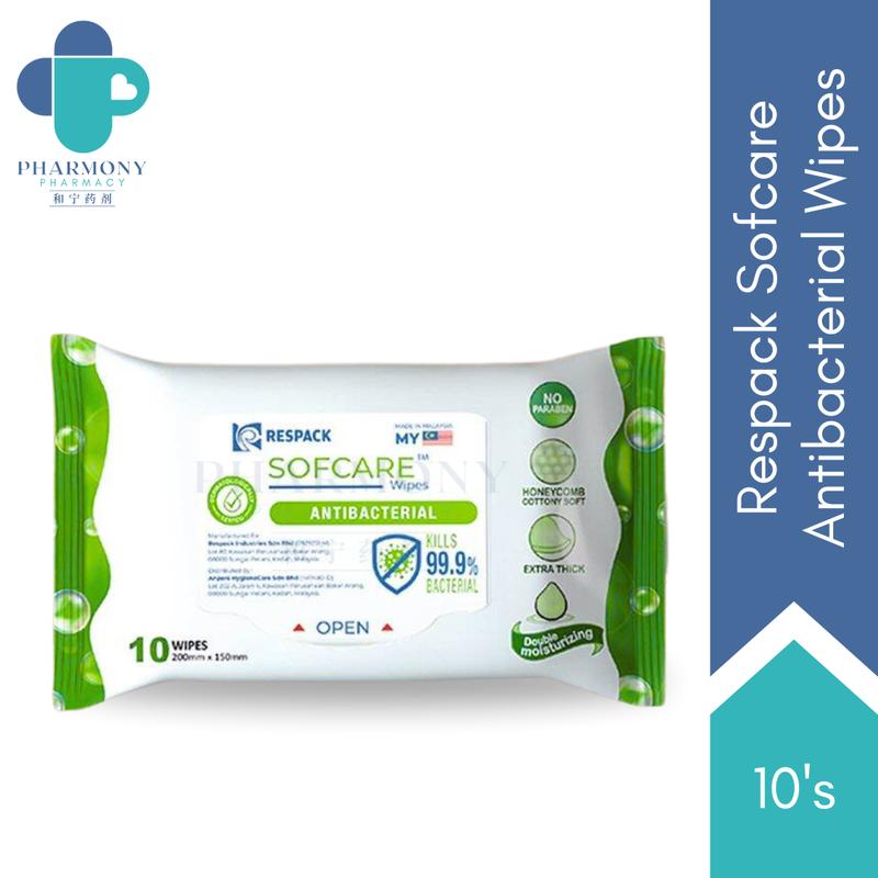 Respack Sofcare Antibacterial Wipes 10's *Kills 99.9% Bacterial ...
