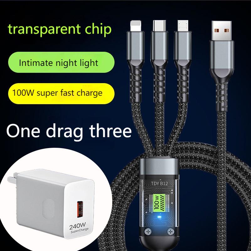 240W mobile phone charging head with 100W 3-in-1 transparent - TikTok Shop Singapore
