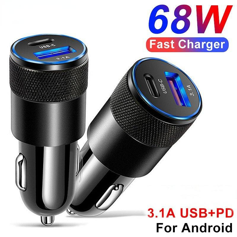 COD Ready Stock 68W Car Charger USB Type C Dual Port PD QC Fast ...