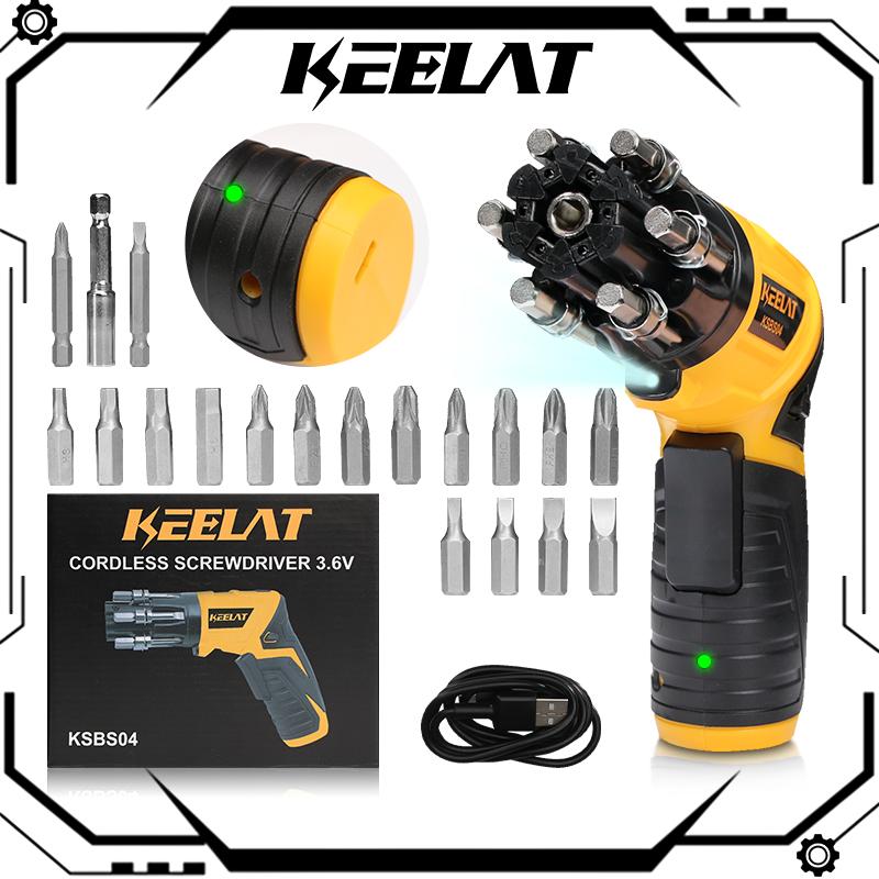 【KEELAT】Mini Cordless Screwdriver Set 25 Pieces Multifunctional ...