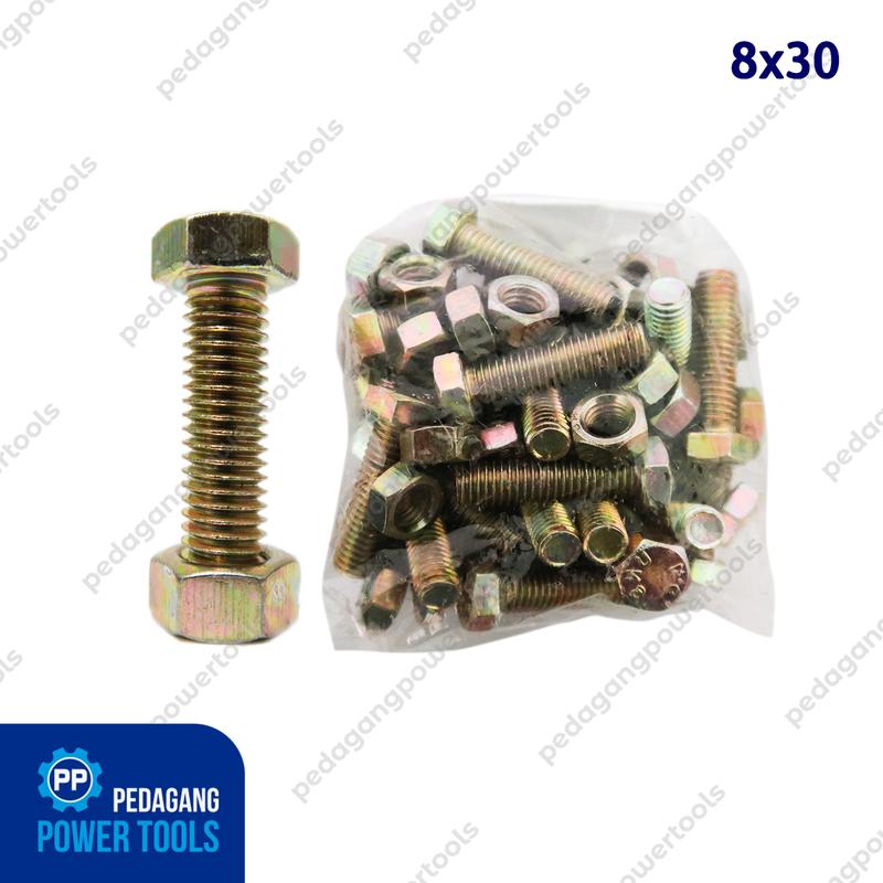 JP Baut Mur M8 x 30 mm 25 pcs Kuning Kunci 12 Hexagon Skrup BM - Shop ...