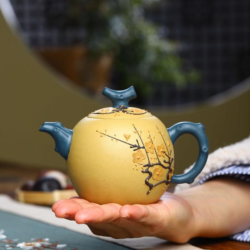 Purple Clay Teapot, Dual Color Plum Blossom Teapot, Fully Handmade ...
