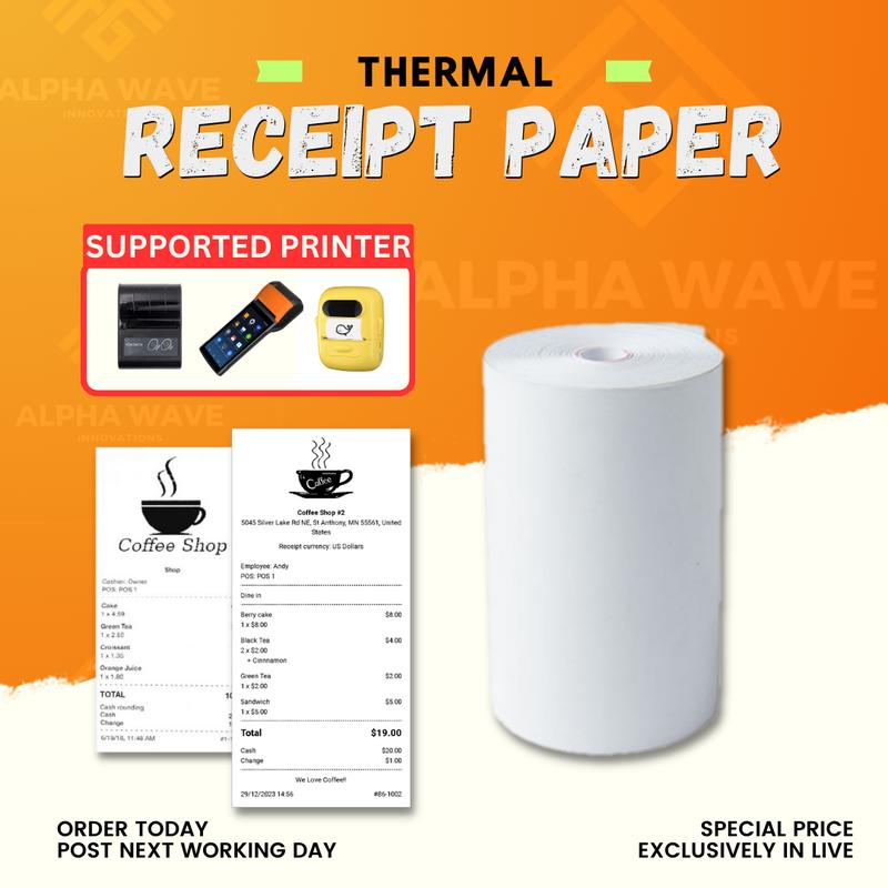 58mm Thermal Receipt Paper Roll Kertas Resit Mesin Printer for - TikTok ...