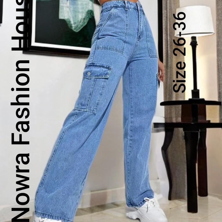 Womens Cargo Plazo 6 pocket Denim jeans acid wash non stretc - TikTok ...