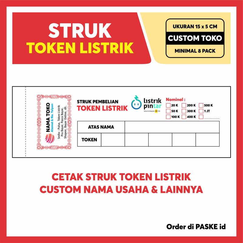 STRUK PEMBELIAN TOKEN LISTRIK | NOTA TOKEN LISTRIK | CUSTOM SESUAI ...