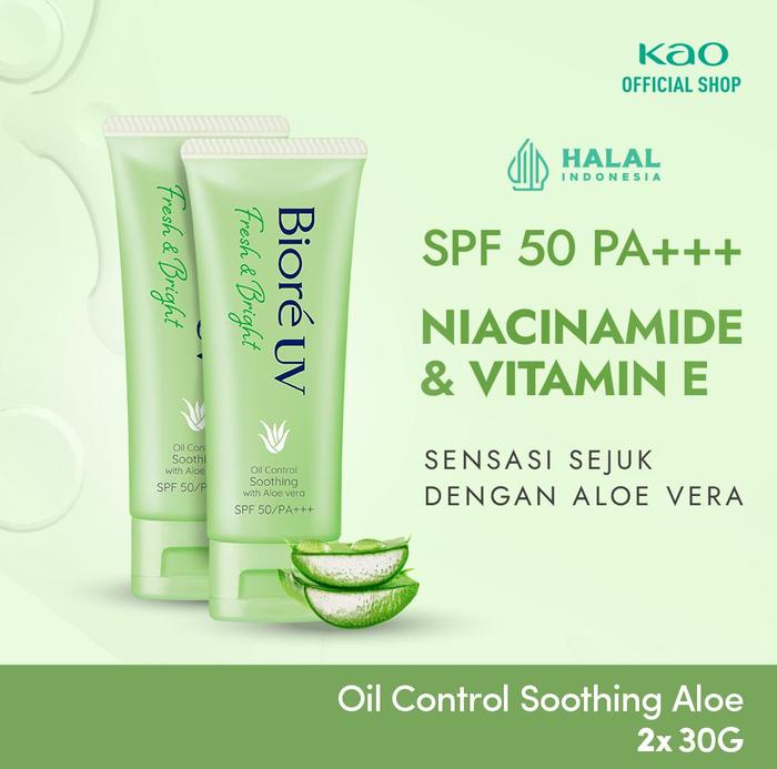 Promo Biore UV Fresh & Bright Oil Control Soothing Aloe SPF 50/PA ...