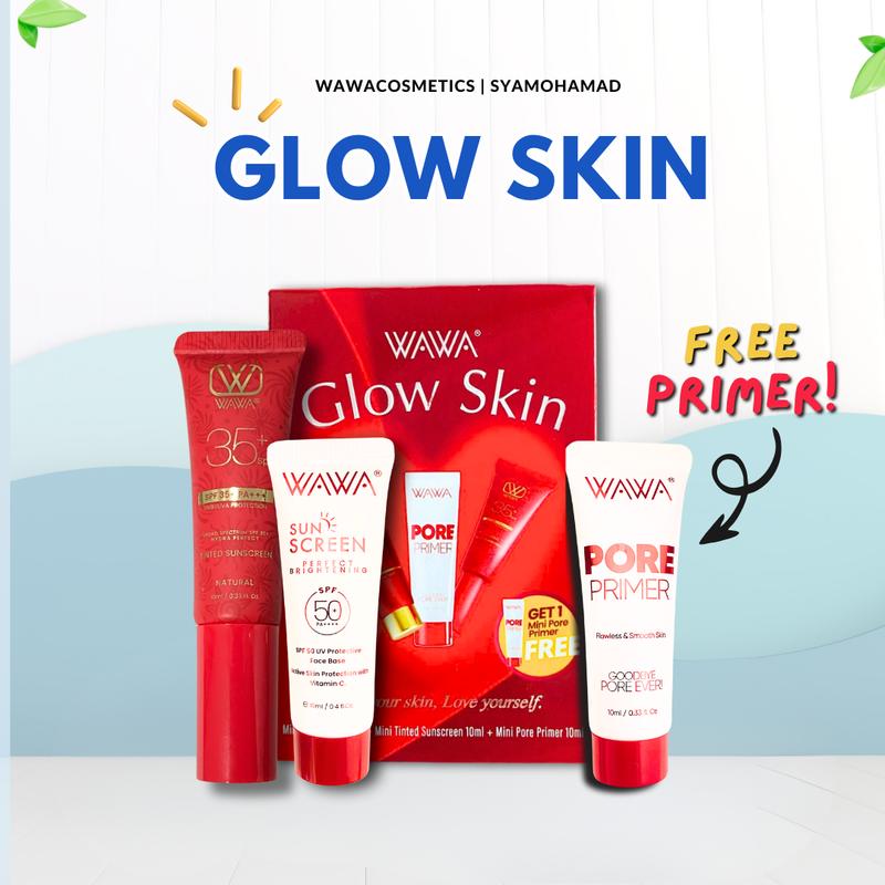 WAWA GLOW SKIN + FREE PORE PRIMER!!! TINTED SUNSCREEN SKINCARE - TikTok ...
