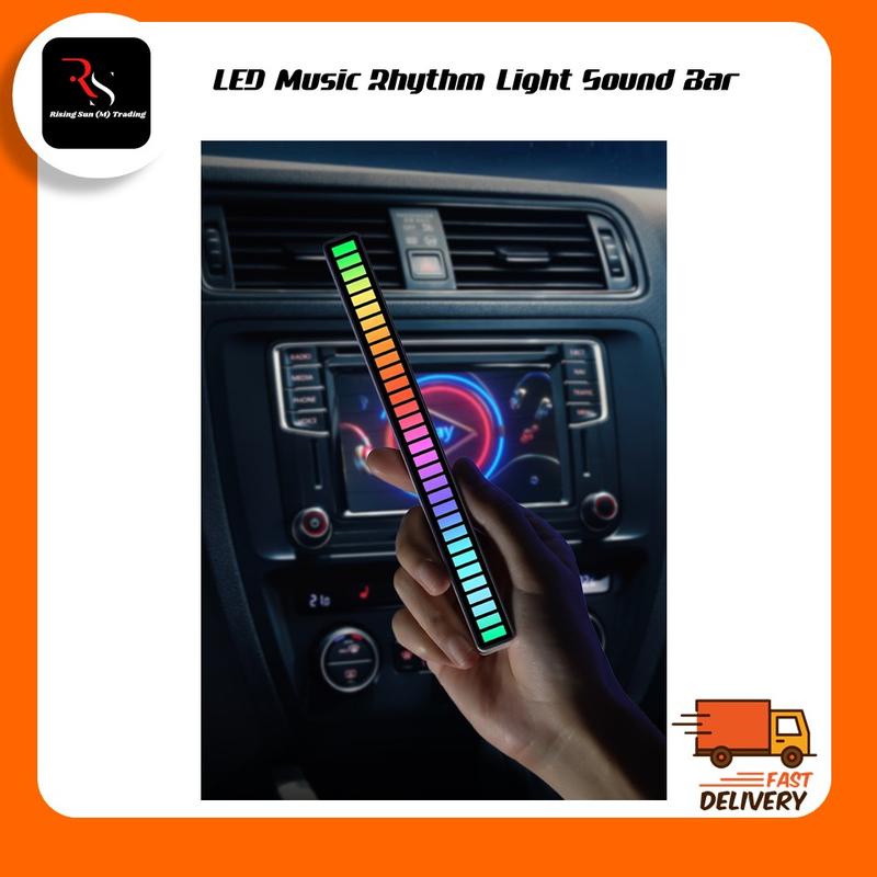 LED Music Rhythm Light Sound Bar RGB Lampu Musik Electronic Black ...