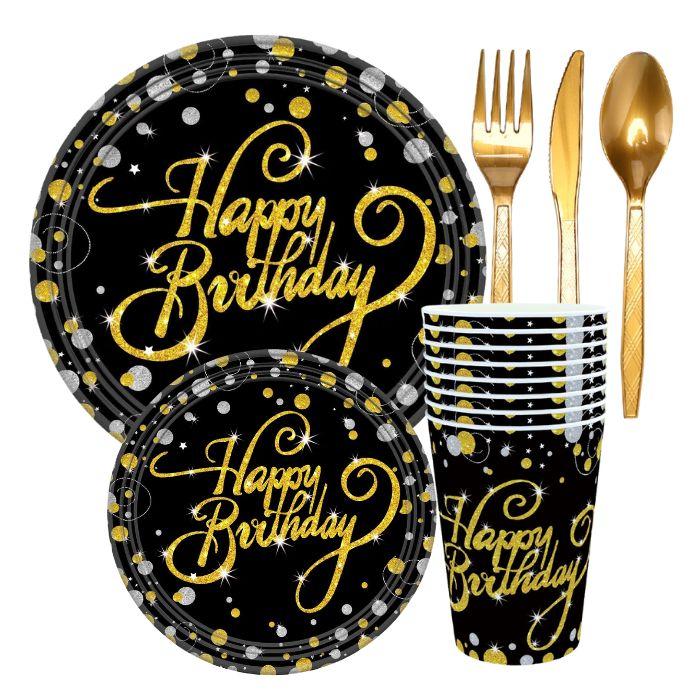 CGSPARTY Glitter Confetti Happy Birthday Party Partyware Plates ...