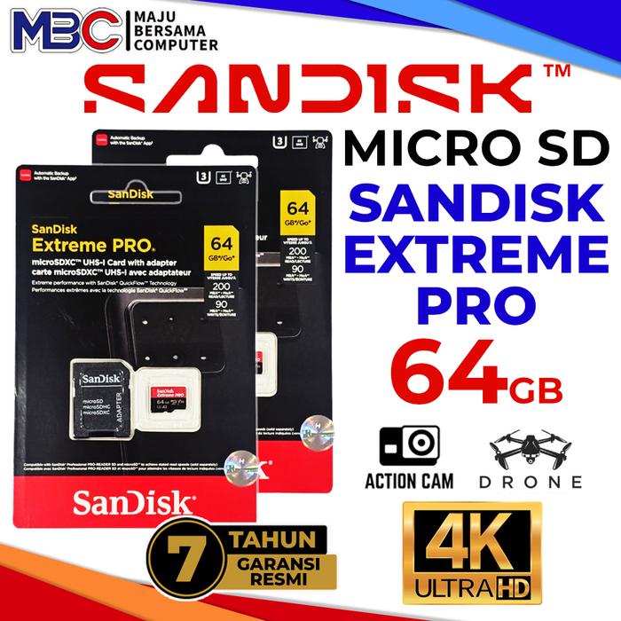 Jual Micro SD Sandisk Extreme PRO 64GB + Adaptor For Drone - MicroSD ...
