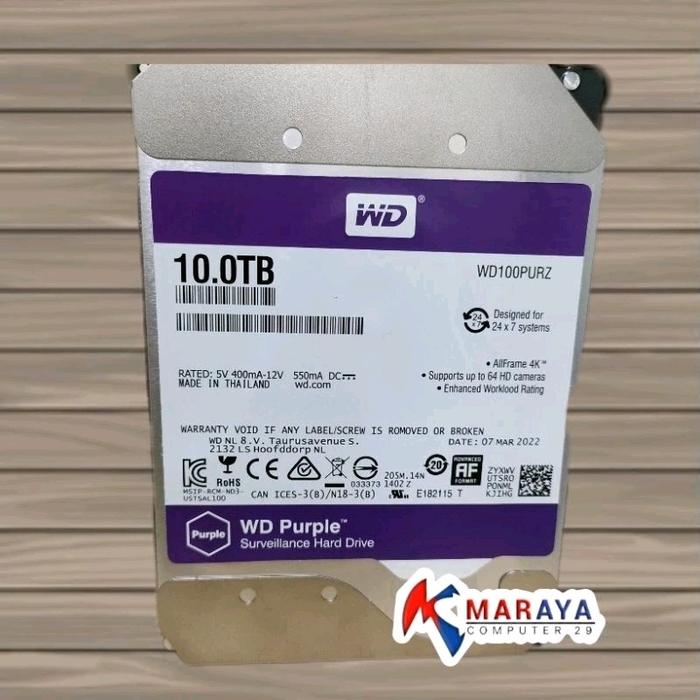 Jual Hardisk internal 10tb wd purple hard disk 3,5 for cpu cctv hdd ...